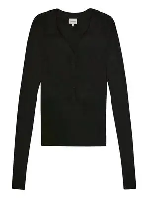 HERSKIND Finn Ribbed Polo Neck Blouse - Black
