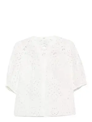 BA&SH Eyelet-Embroidered Puff-Sleeve Top