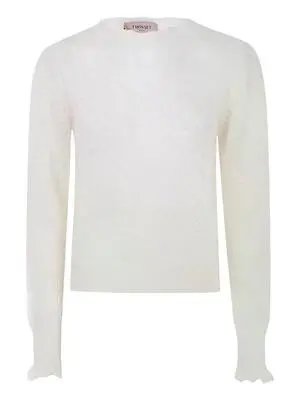 TWINSET Open-knit Sweater With Ruffled Cuffs - White