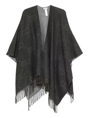 LIU JO Patterned Poncho With Fringed Edges