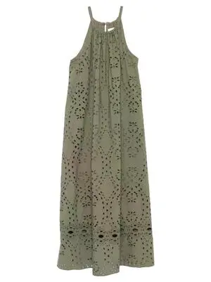 Ba&sh Bonie Eyelet-embroidered Halterneck Dress - Green