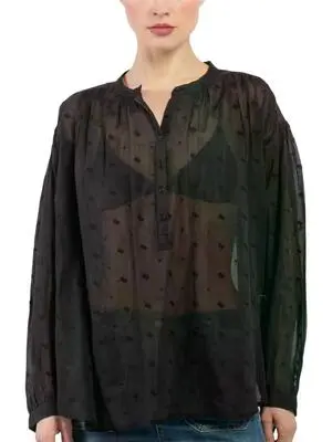 NILI LOTAN Embroidered Balloon-sleeve Blouse - Black