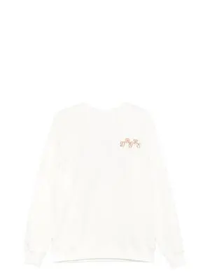 Drole De Monsieur Embroidered Cotton Sweatshirt - Neutrals