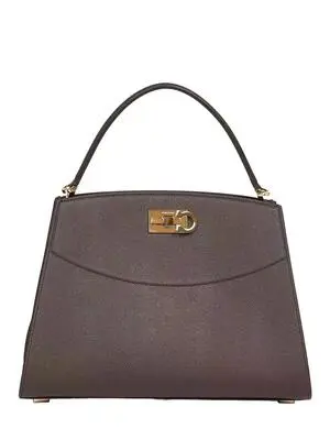 FERRAGAMO Gancio-clasp Hammered Calfskin Tote Bag - Testa Di M Testa Di Moro