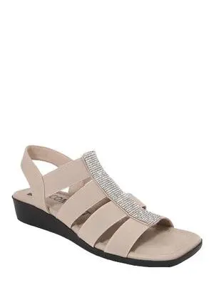 NINETY UNION Elastic Straps Low Wedge Sandal - Taupe