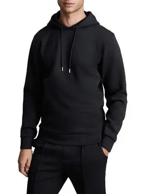 REISS Fabien Double-knit Hoodie - Navy