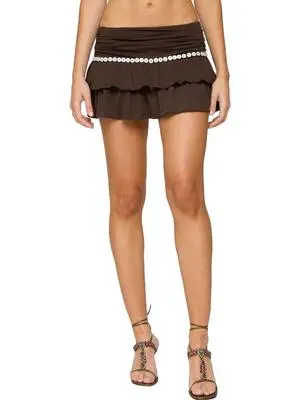EDIKTED Low Rise Tiered Ruffle Mini Skirt