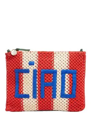 Clare V. Ciao Crochet Flat Clutch - Cream/bright Poppy Crochet