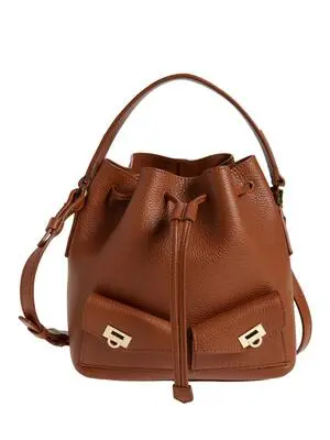 SALVATORE FERRAGAMO Mini Harley Leather Drawstring Bucket Bag