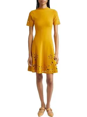 Ulla Johnson Eyelet Detail Knit Minidress - Goldenrod
