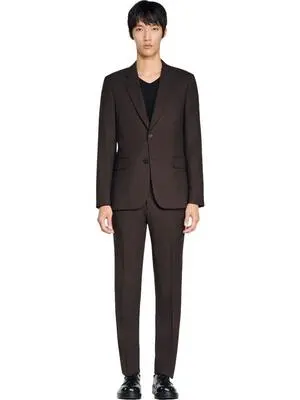 Sandro Wool Suit Jacket - Chocolate