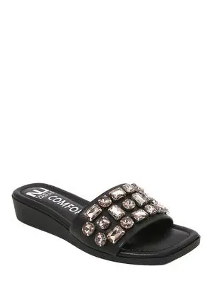 NINETY UNION Jewel Ornament Slide Sandal - Black