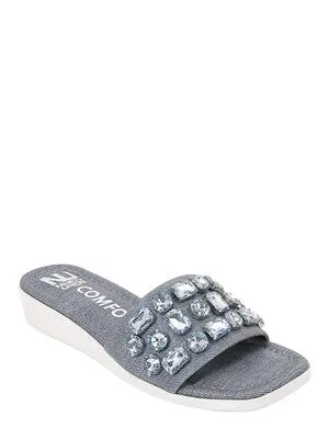 NINETY UNION Jewel Ornament Slide Sandal - Blue Denim