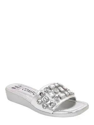 NINETY UNION Jewel Ornament Slide Sandal - Silver