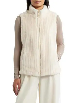 Via Spiga Reversible Faux Fur Vest - Beige