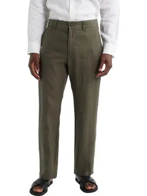 Nn07 1454 Aden Flat Front Linen Chinos Croc Green