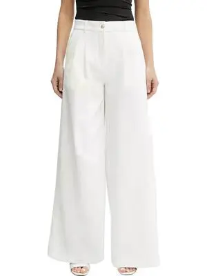 Guess Pleated Wide-leg Trousers - White