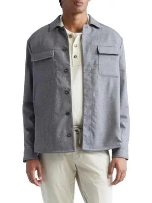 Eleventy Stretch Virgin Wool & Cashmere Overshirt - 14 Medium Gray Melan