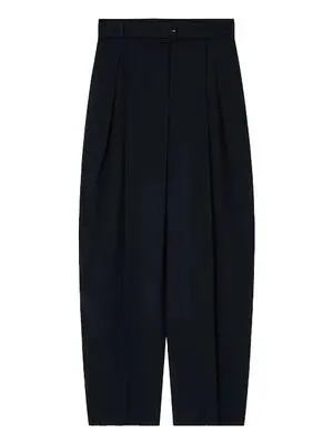 Emporio Armani Envers Satin Pleated Trousers With Belt - Black