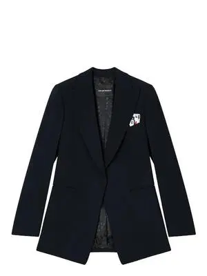 Emporio Armani Single-breasted Blazer With Jeu De Cartes Detail - Black