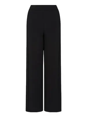 Emporio Armani Double Jersey Trousers With Embroidered Logo - Black