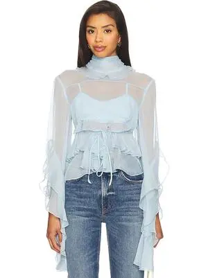 Bardot Anyssa Ruffle Blouse - Soft Blue