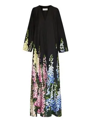 Oscar De La Renta Degradé Foxglove Silk Twill Caftan - Natural