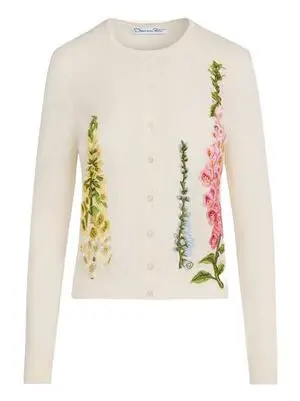 Oscar De La Renta Foxglove Threadwork Cardigan - Natural