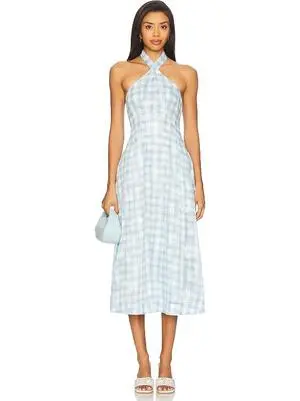 For Love & Lemons Claudette Gingham Midi Dress - Blue