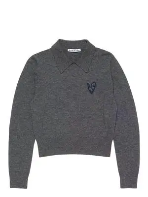 Acne Studios Heart-motif Polo Top - Grey