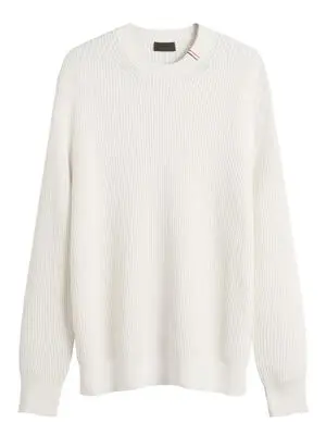 Moncler Cotton Woven Crew Neck Jumper - White