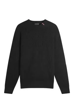 Moncler Cotton Woven Crew Neck Jumper - Black