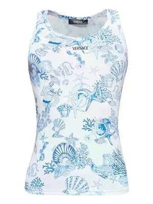 Versace Sea Life-print Tank Top - White