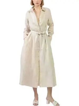 Xirena Belted Shirt Midi Dress - Neutrals