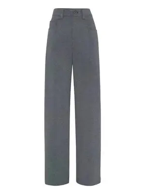 Brunello Cucinelli Pocket-detail Stretch-cotton Trousers - Grey