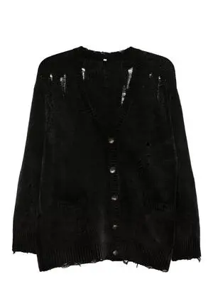 R13 Raw-cut Fine-knit Cardigan - Black