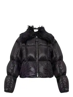 JIL SANDER Quilted Jacket With Removable Faux-fur Collar - Black