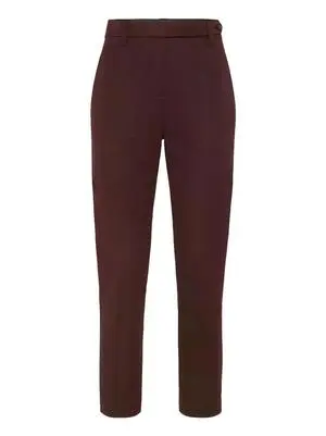 Brunello Cucinelli Button-fastening Stretch-cotton Trousers - Red