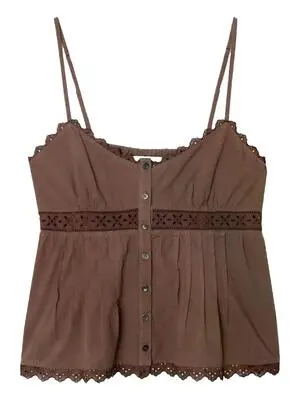 Xirena Lace-trimmed Sleeveless Shirt - Brown