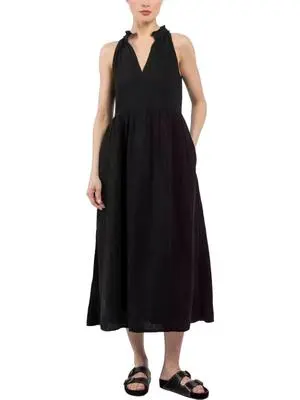Xirena Frill-neck Sleeveless Dress - Black