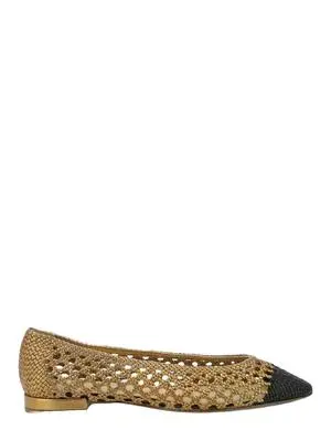 FRANCESCO RUSSO Woven Ballerina Shoes - Gold