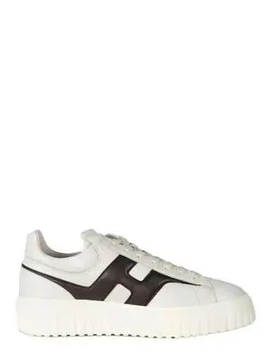 Hogan H-Stripe Leather Sneakers Neutrals