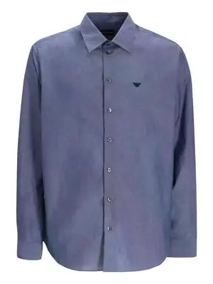 Emporio Armani Eagle-logo Cotton Shirt - Blue