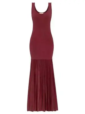 Michael Kors Pleated Skirt Maxi Dress - Red