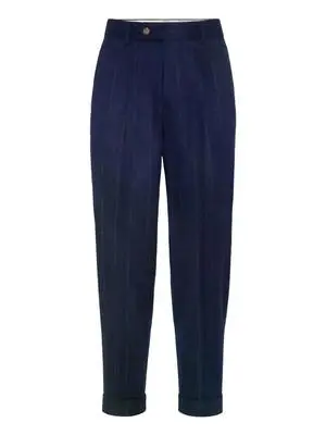 Brunello Cucinelli Pleated Wool-cashmere Blend Trousers - Blue