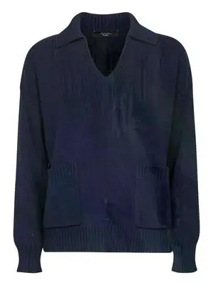 Max Mara Patch-pockets V-neck Sweater - Blue