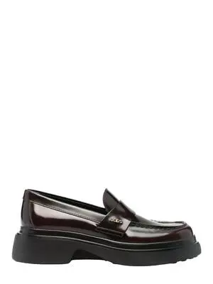 TOD'S Leather Platform Loafers - Red