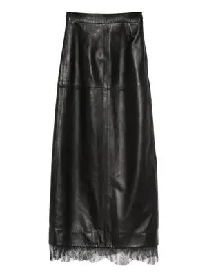 MANOKHI Leather A-line Midi Skirt - Black