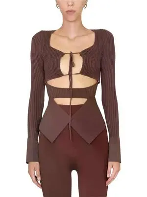 ANDREADAMO Tie-Front Ribbed Top