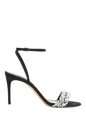 Casadei 80mm Julia Embellished Braided Sandals - Black